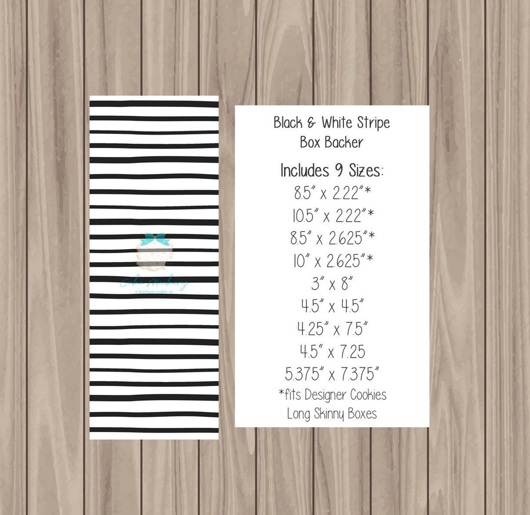 Printable Box/bag Backer - Black and White Stripe - 9 Sizes - Etsy