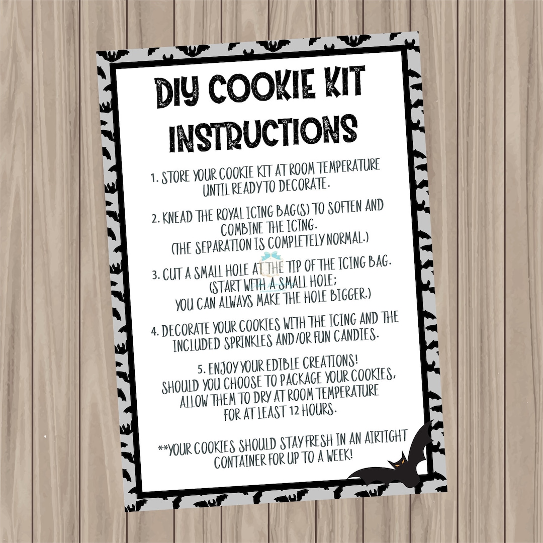 Printable Cookie Card - Halloween (bat) DIY Cookie Card - 3.5"x5" - Etsy