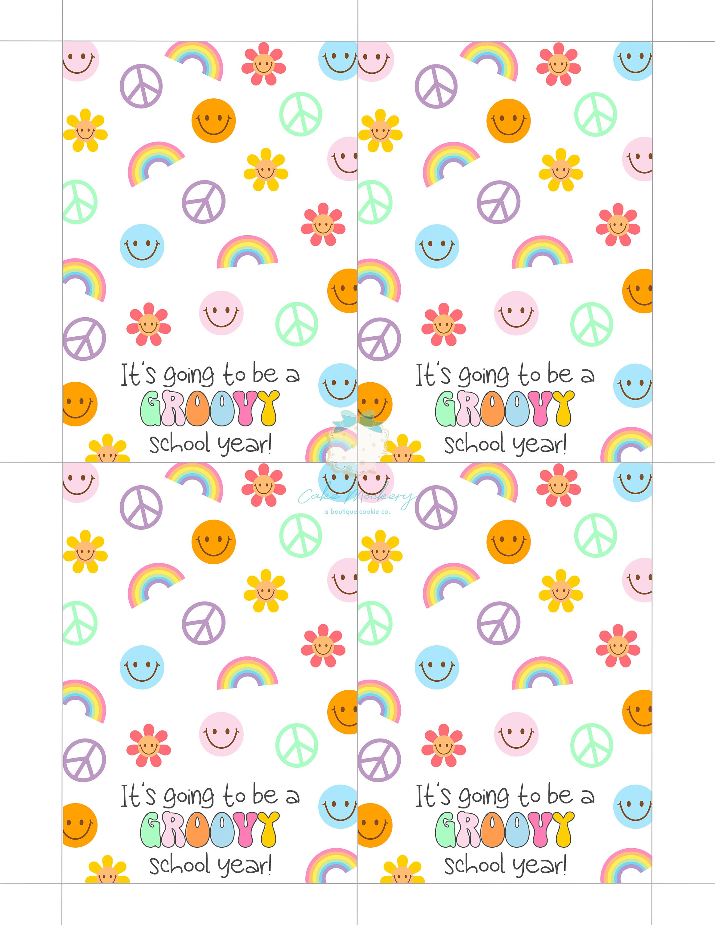 Printable Cookie Card - Groovy School Year - 3.5"x5" - Etsy