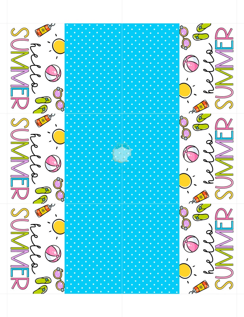 Printable Bag Topper - Hello Summer! - 3.125" Wide X 4" Tall (3.125" X ...