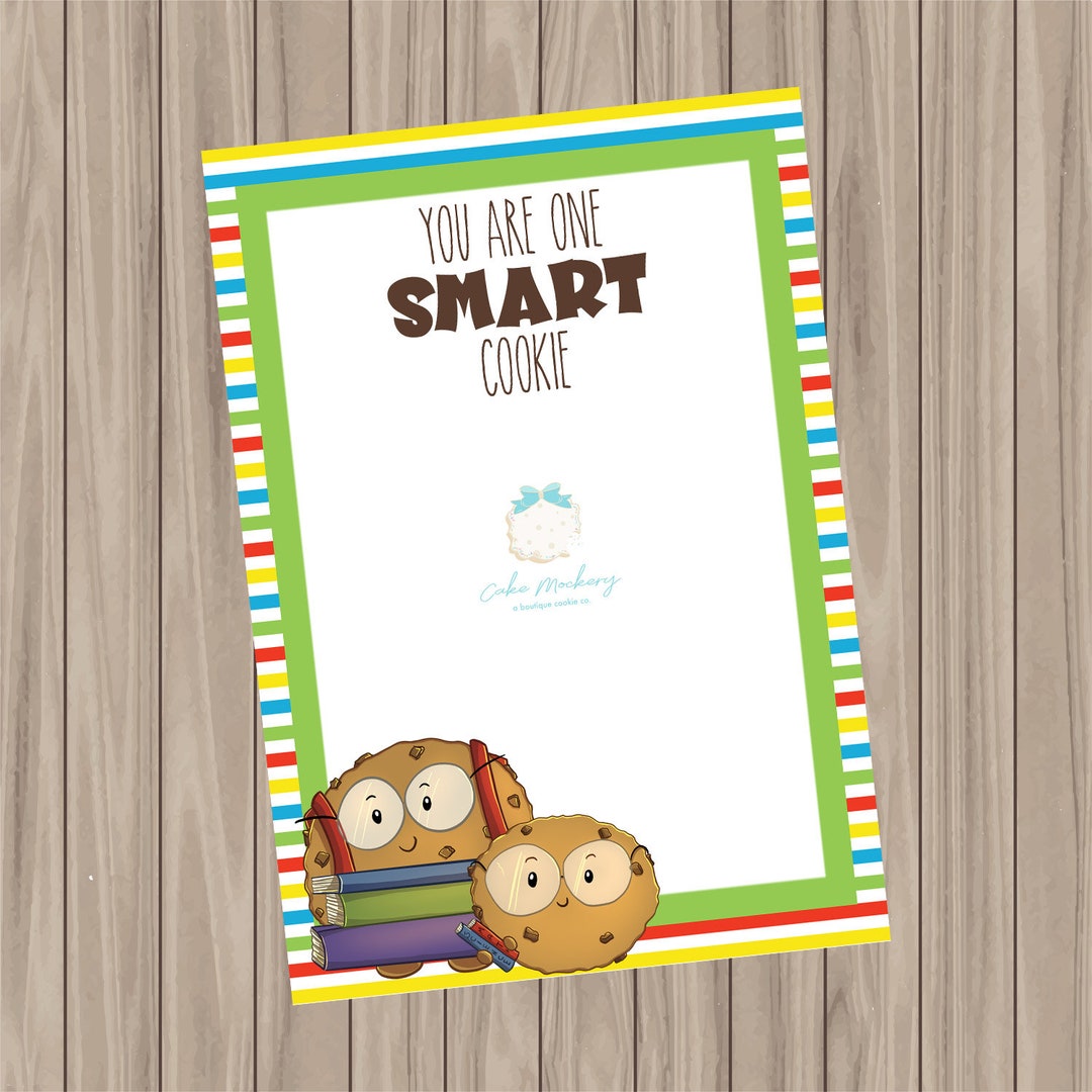 Printable Cookie Card - One Smart Cookie - 3.5"x5" - Etsy