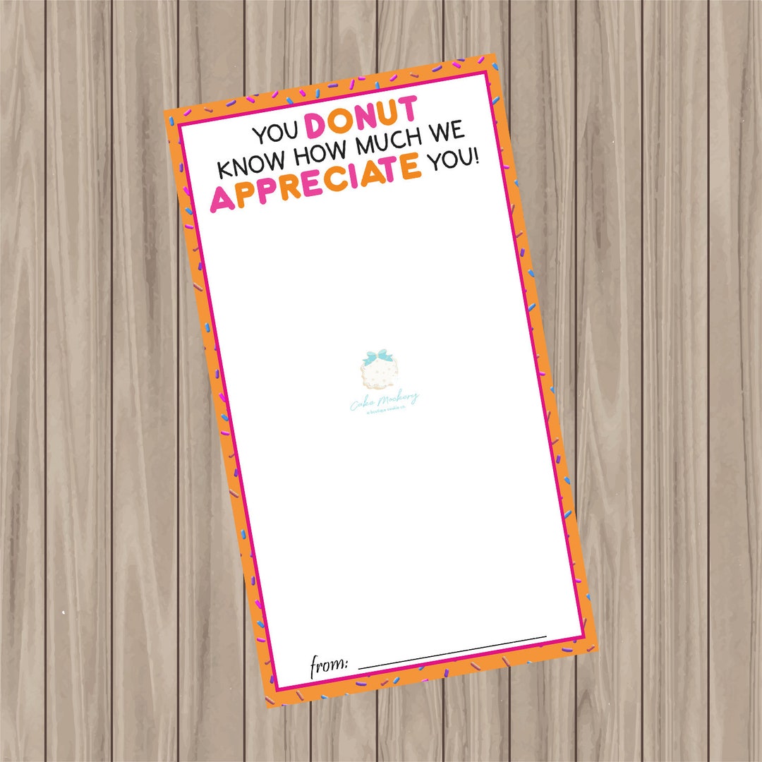 Printable Cookie Card - "donut Teacher" Small Cookie & Gift Card Combo ...
