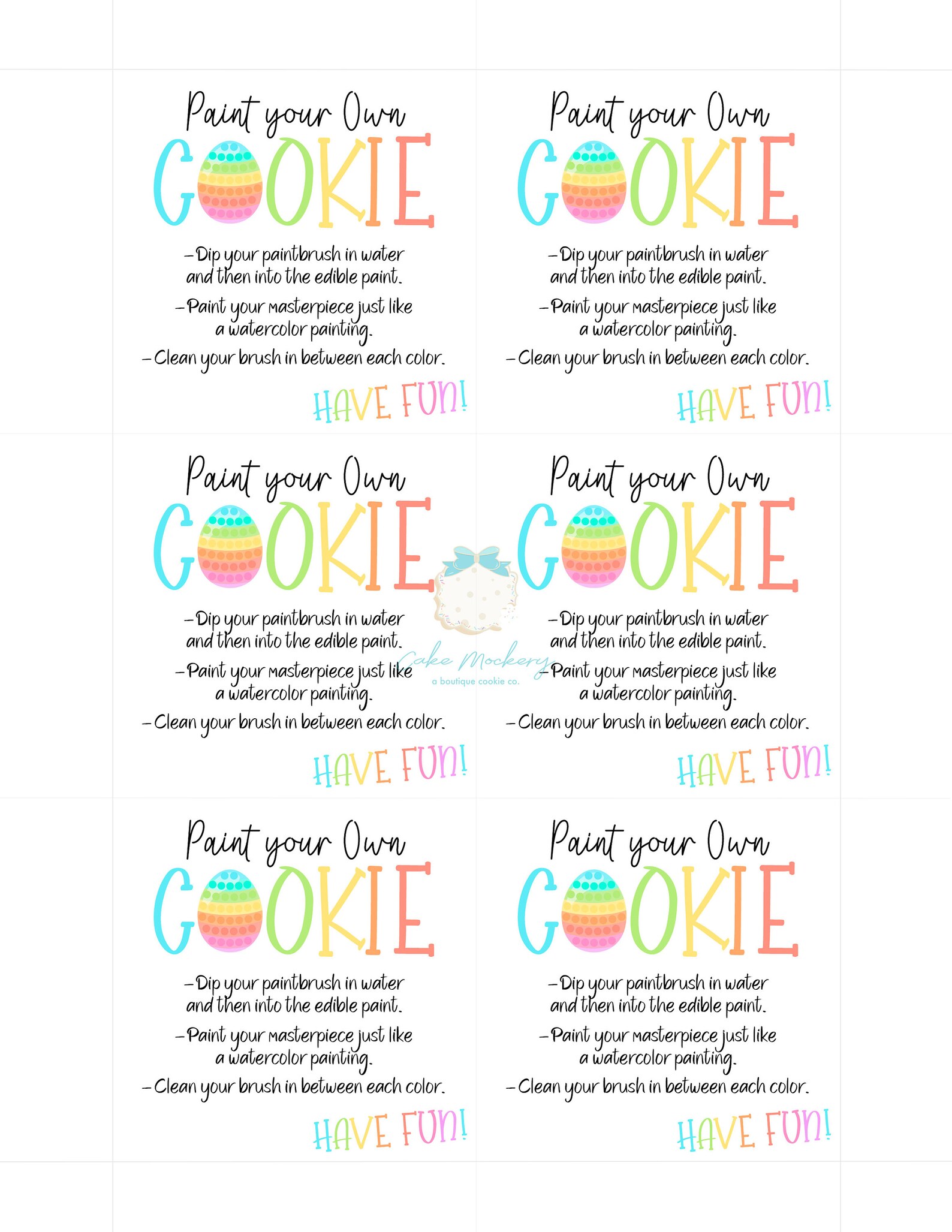 Printable Paint Your Own POP IT Cookie Easter Instructions - 3.25" - Etsy