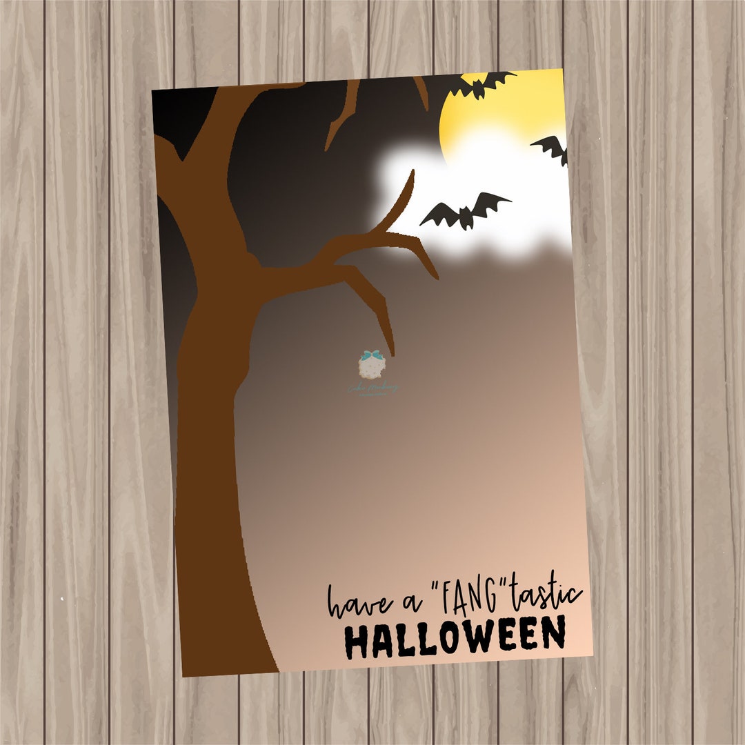 Printable Cookie Card - Fangtastic Halloween - 3.5"x5" - Etsy