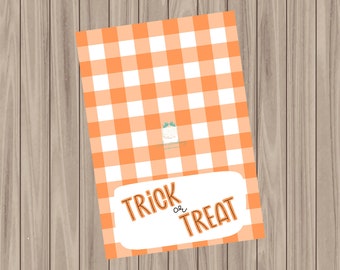 Printable Halloween Mini Cookie Card, Trick or Treat Cookie Card, Cute ...