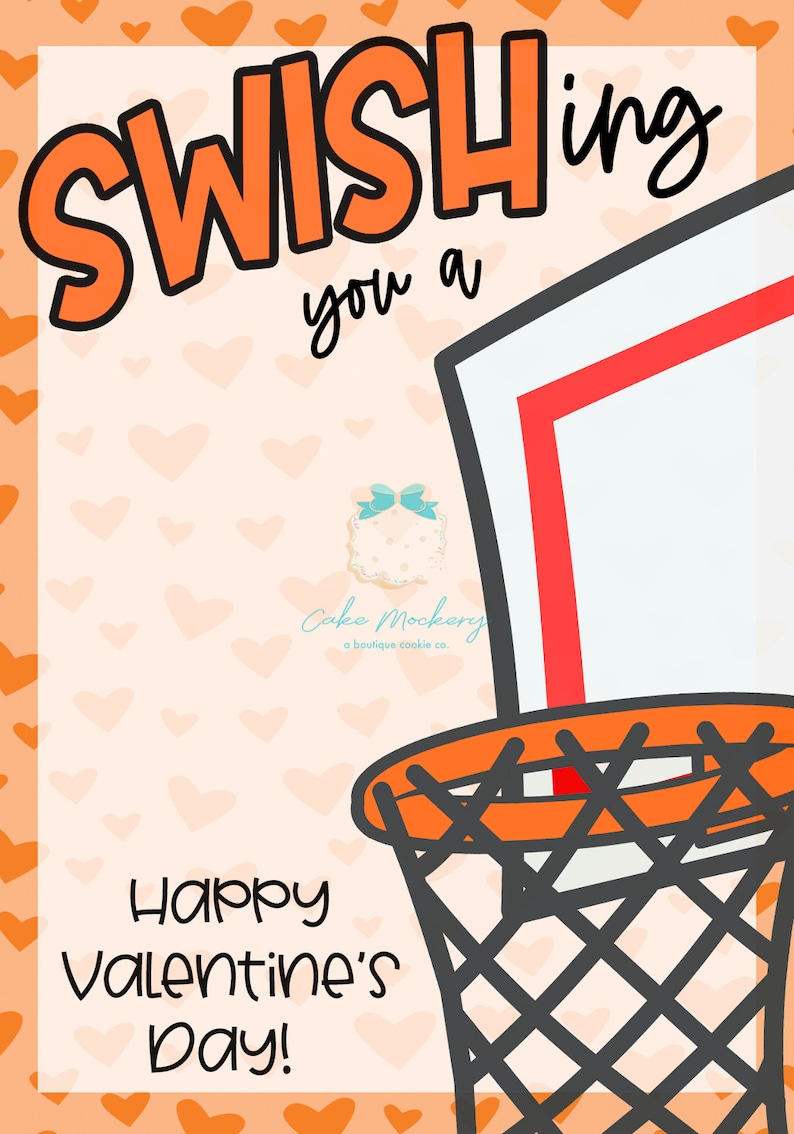 Printable Cookie Card Swishing You a Happy Valentine's - Etsy