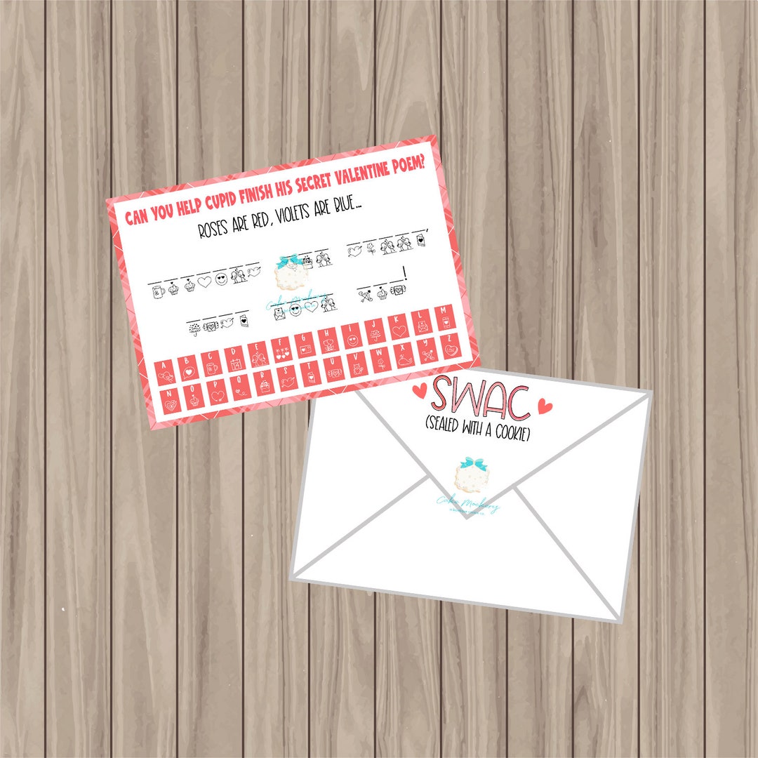 Physical Pre-printed and Pre-cut Cookie Card - SWAC & Cupid Valentine ...