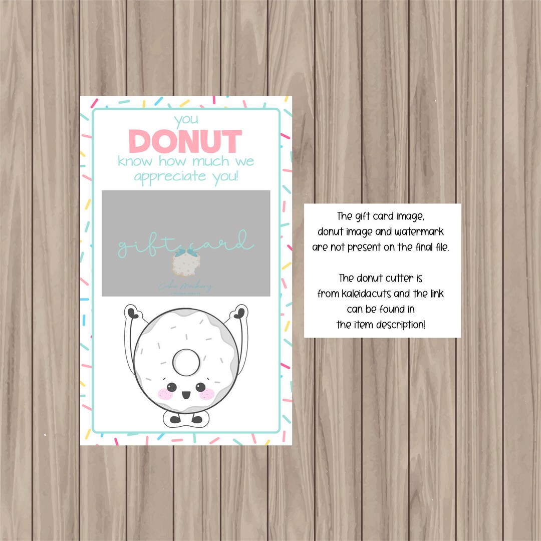 Printable Cookie Card - Donut Cookie Card Backer - 4.25" X 7" - Etsy