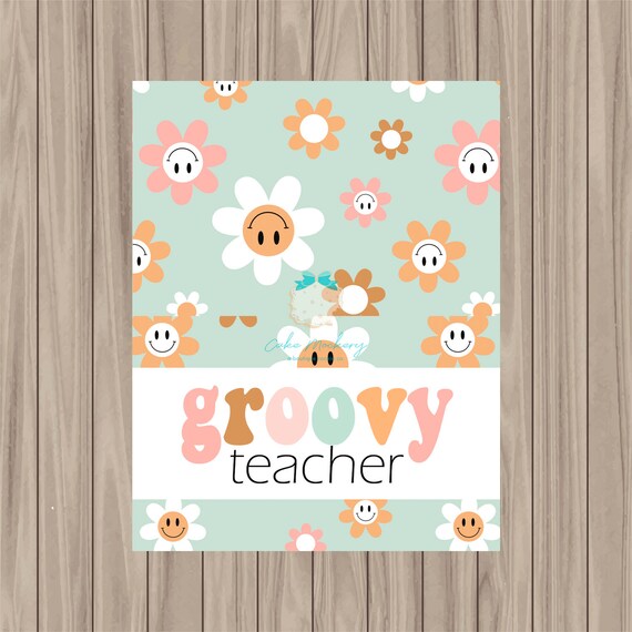 Printable Bag Topper Groovy Teacher 3.125 Wide X - Etsy