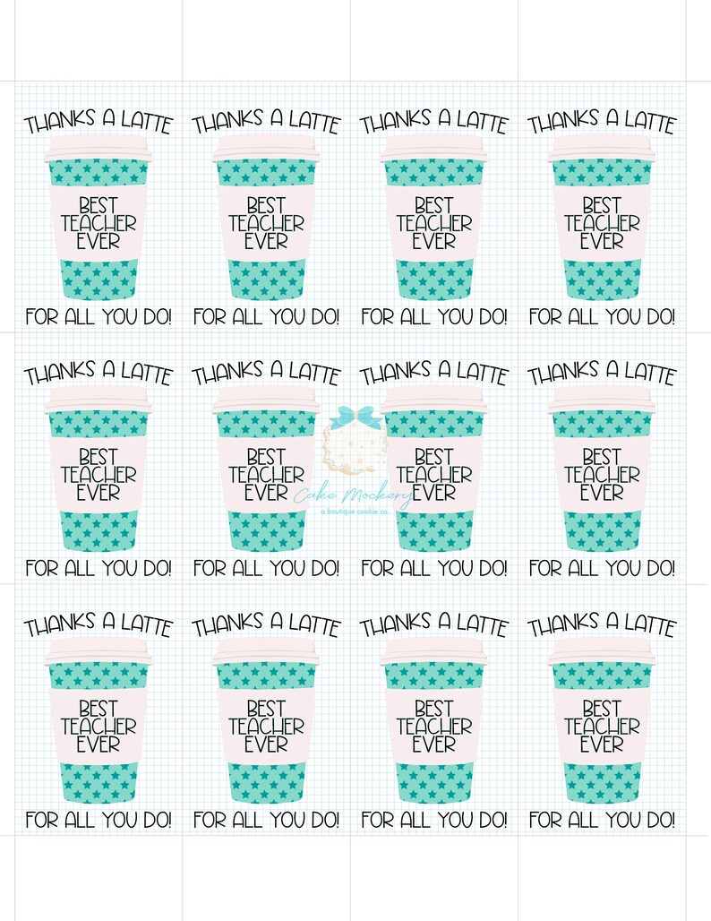 Printable Tag - Thanks a Latte for All You Do! - 2"x3" Rectangle Tag - Etsy