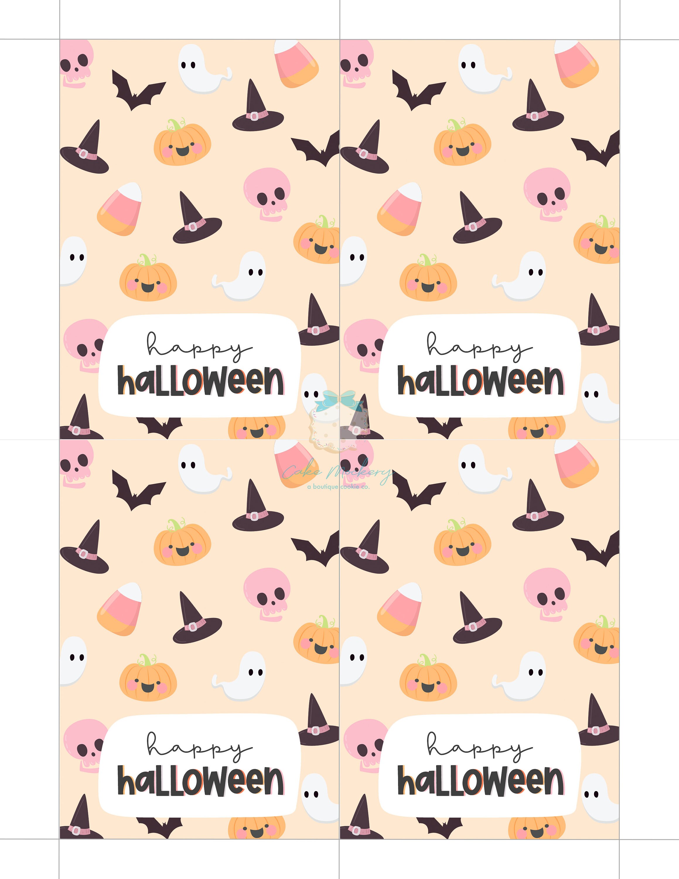 Printable Cookie Card - Happy Halloween - 3.5"x5" - Etsy