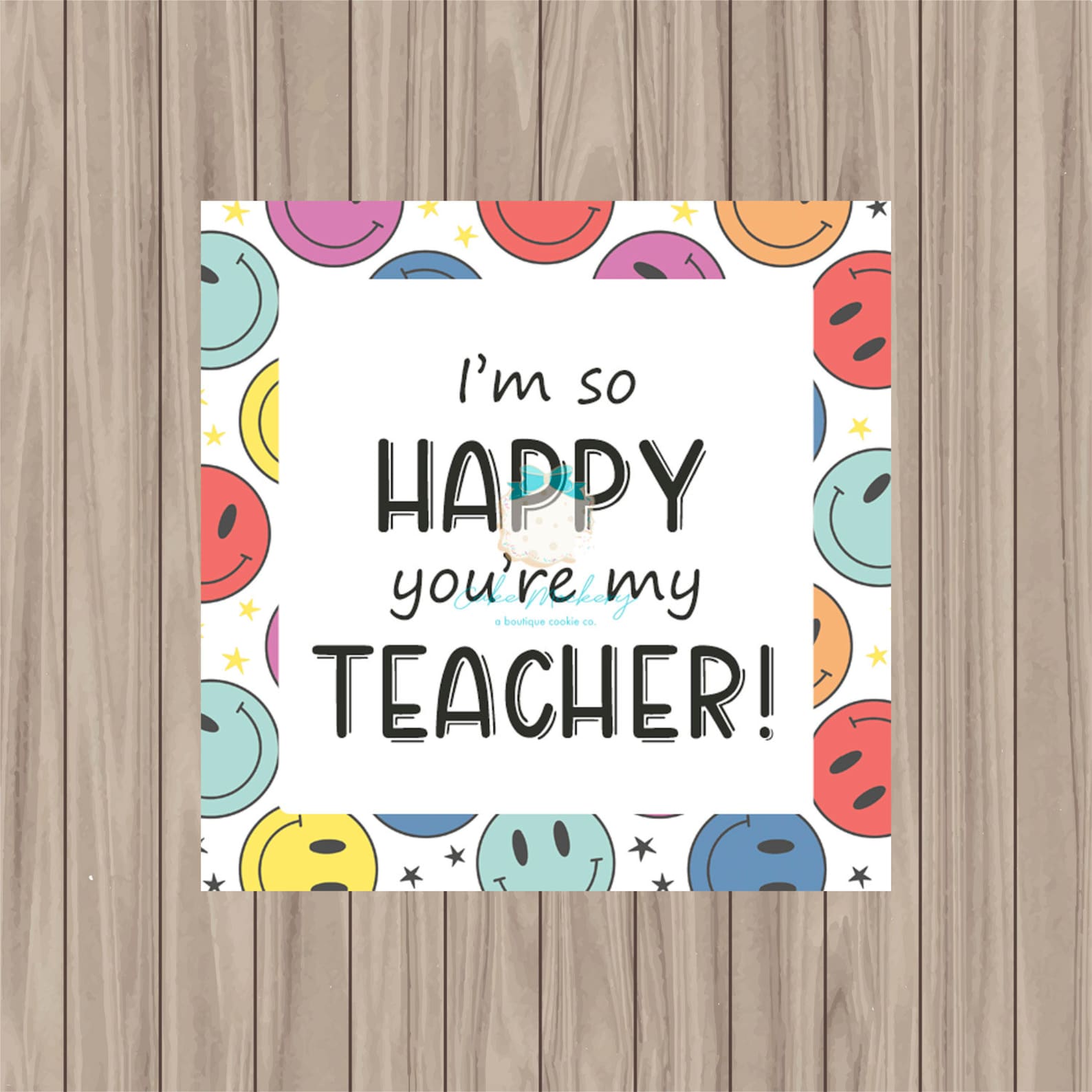 Printable Tag - I'm so Happy You're My Teacher - 2" Square - Etsy