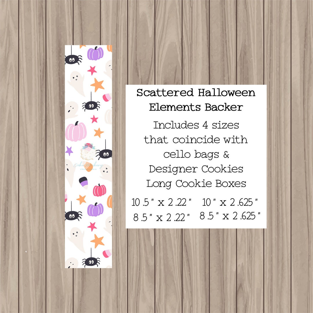 Printable Cookie Card - Scattered Halloween Elements Backer - 4 Sizes ...