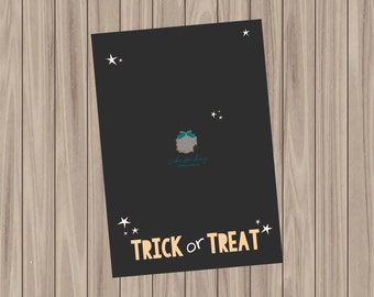 Printable Halloween Mini Cookie Card, Trick or Treat Cookie Card, Cute ...