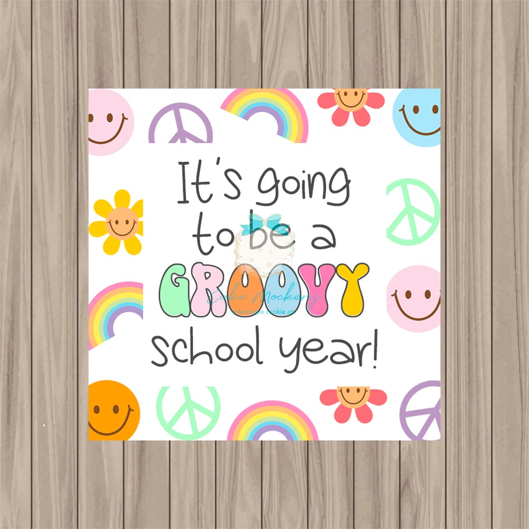 Printable Tag - Groovy School Year - 2" Square - Etsy