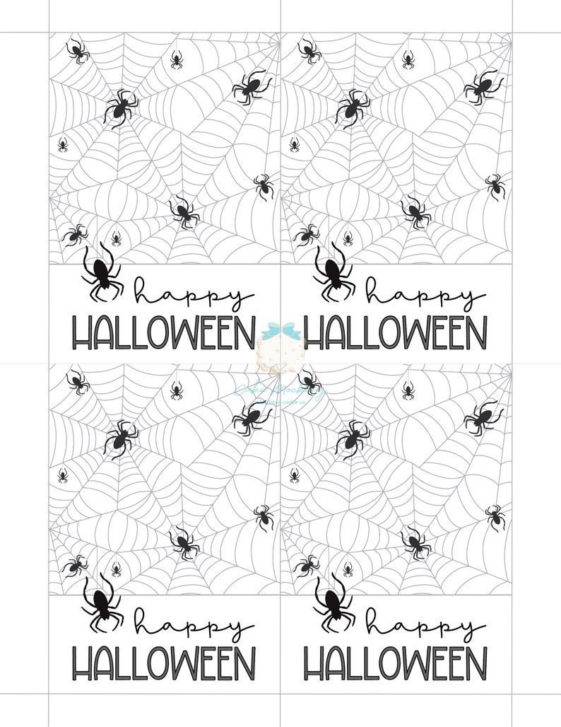 Printable Cookie Card - Spider Happy Halloween - 3.5"x5" - Etsy