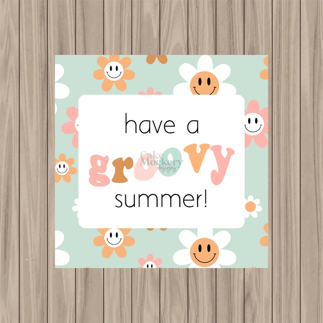 Printable Tag - Groovy Summer - 2" Square - Etsy