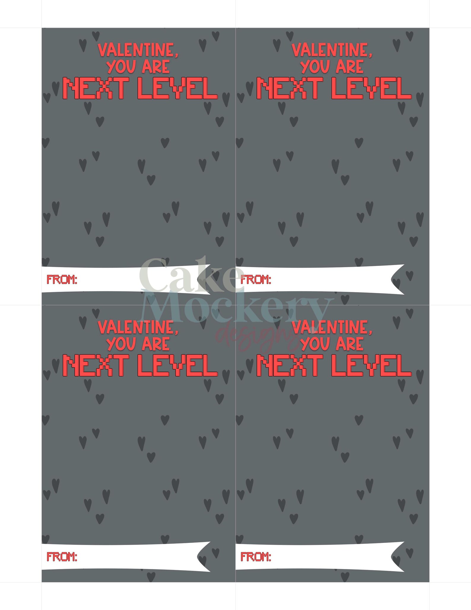 Printable Cookie Card - Next Level Valentine - 3.5"x5" - Etsy