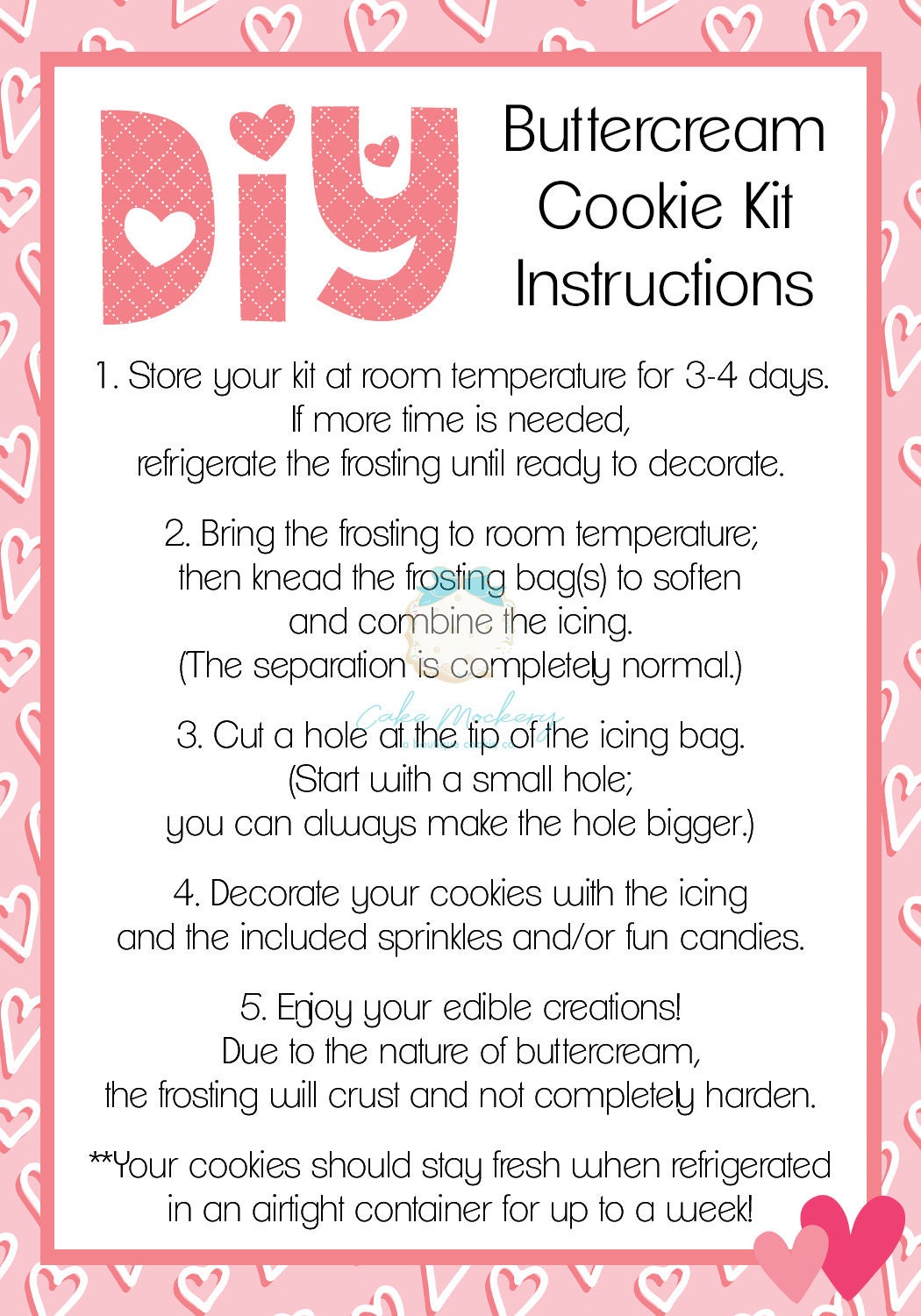 Printable Cookie Card - BUTTERCREAM DIY Cookie Kit - 3.5"x5" - Etsy