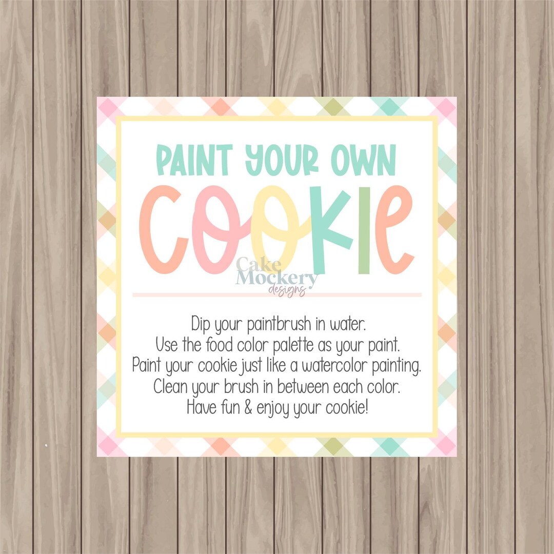 Printable Cookie Card - Easter PYO Cookie Instructions - 3.25" - Etsy