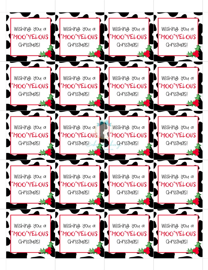 Printable Tag - Have a Moovelous Christmas - 2" Square - Etsy