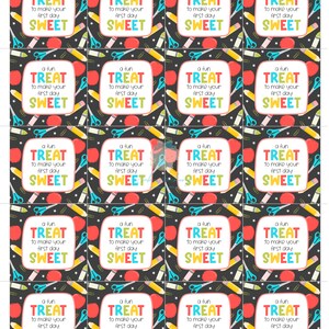 Printable Tag - Fun Treat to Make First Day Sweet - 2" Square - Etsy