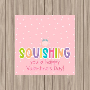 Printable Tag - Squishing a Happy Valentine - 2" Square - Etsy
