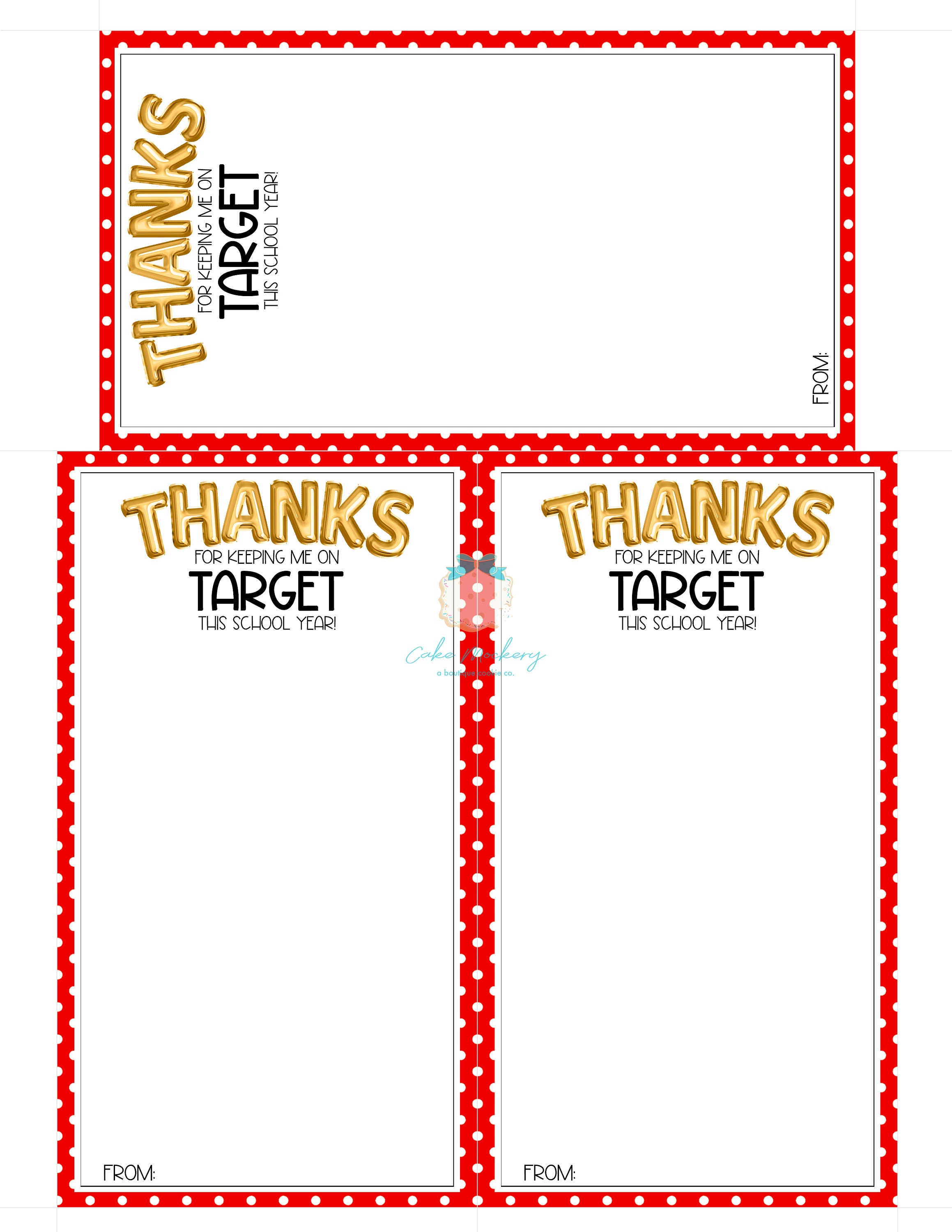 Printable Cookie Card - "thanks for Keeping Me on Target" Small Cookie ...