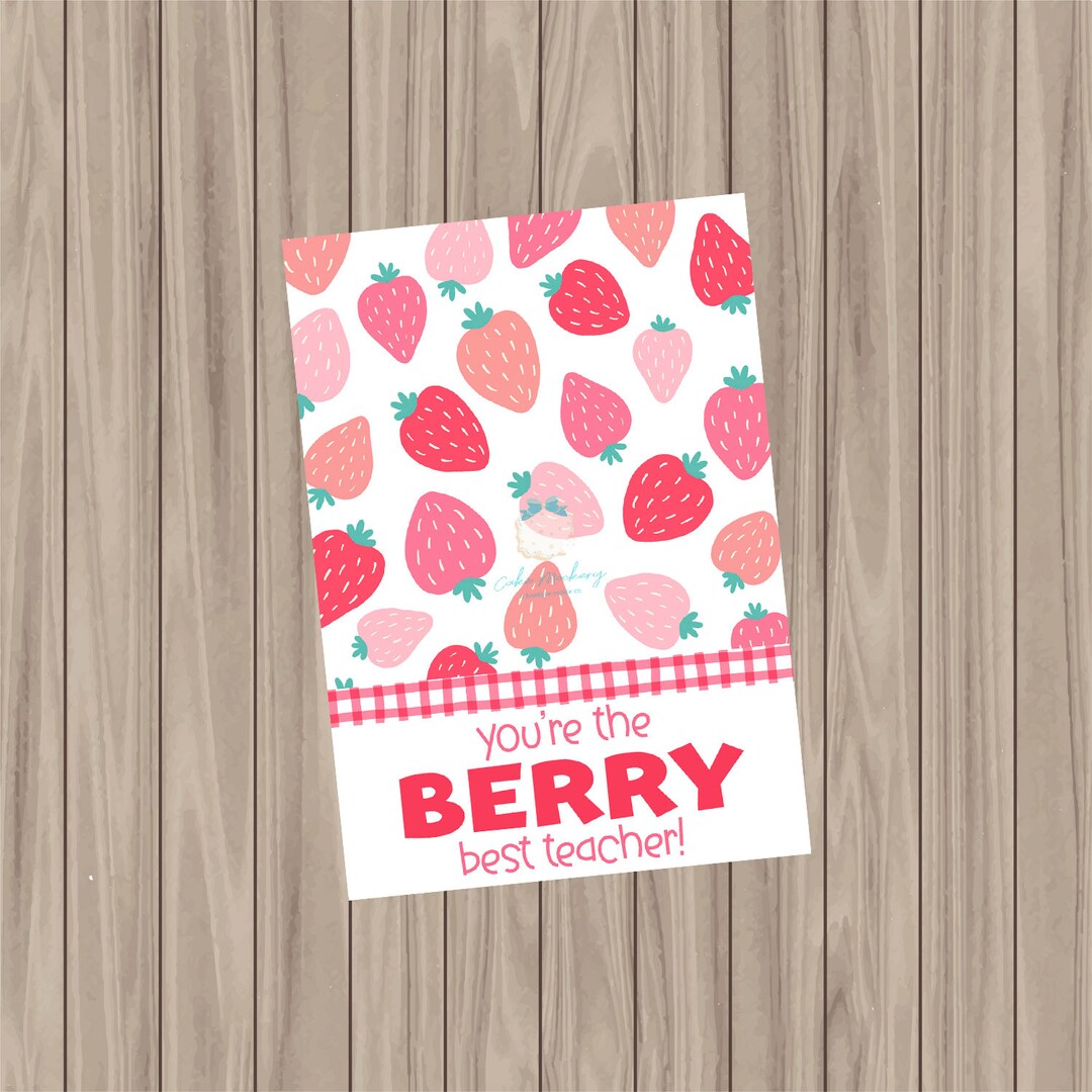 Printable Cookie Card - Your'e the Berry Best Teacher! - 3.5"x5" - Etsy