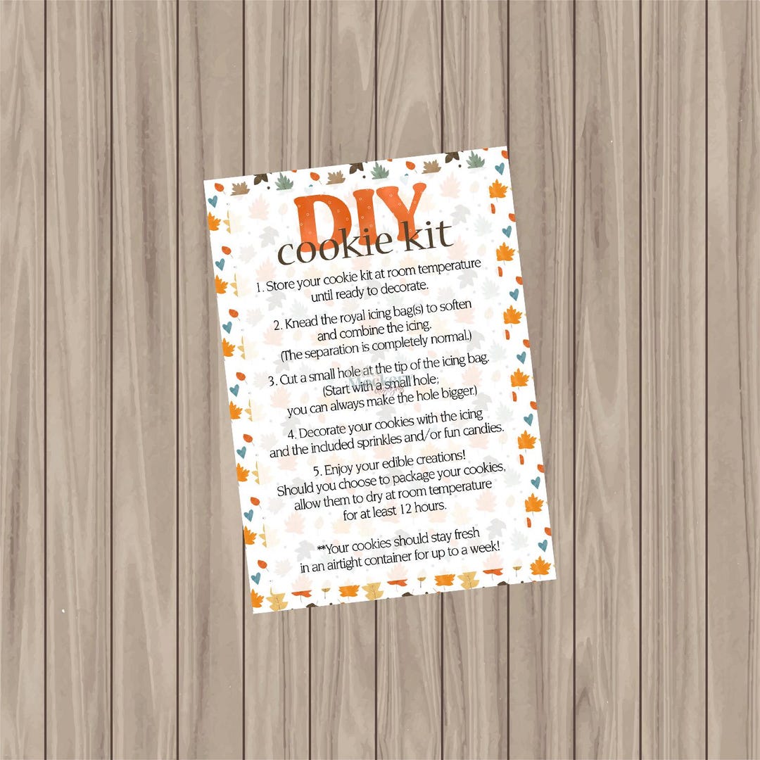 Printable Cookie Card - Fall Royal Icing DIY Cookie Card - 3.5"x5" - Etsy