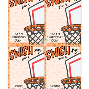 Printable Cookie Card - Swishing You a Happy Valentine's Day - 3.5"x5 ...