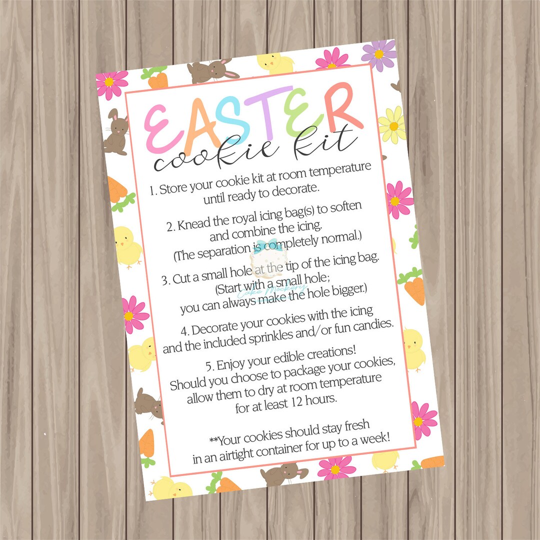 Printable Cookie Card - Easter ROYAL ICING DIY Cookie Card - 3.5"x5" - Etsy