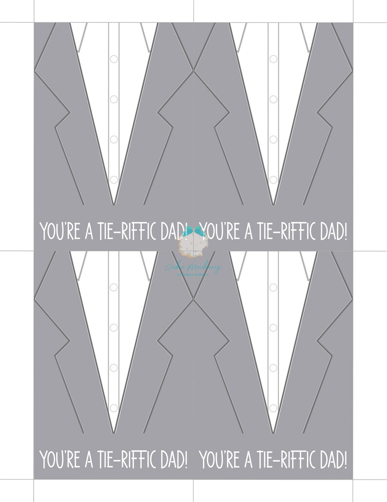 Printable Cookie Card - You're a Tie-riffic Dad - 3.5"x5" - Etsy