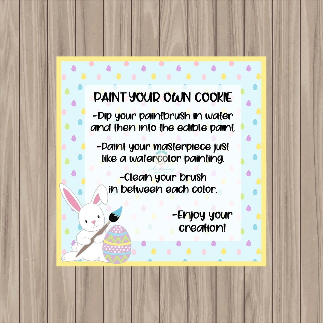 Printable Cookie Card - Paint Your Own Easter Cookies - 3.25" - Etsy