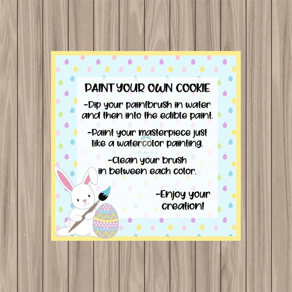 Printable Cookie Card Paint Your Own Easter Cookies | Etsy