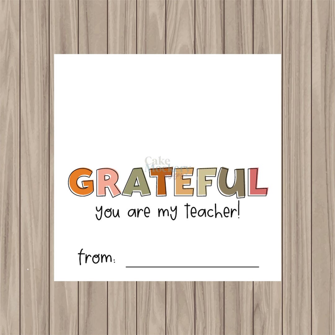 Printable Tag - Grateful You Are My Teacher - 2" Square - Etsy