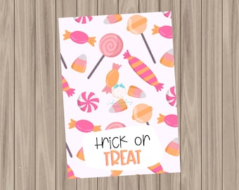 Printable Halloween Mini Cookie Card, Trick or Treat Cookie Card, Cute ...