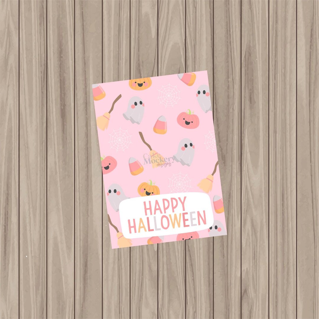 Printable Cookie Card - Pink Happy Halloween - 3.5"x5" - Etsy