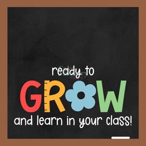 Printable Tag - Ready to GROW and Learn - 2" Square - Etsy