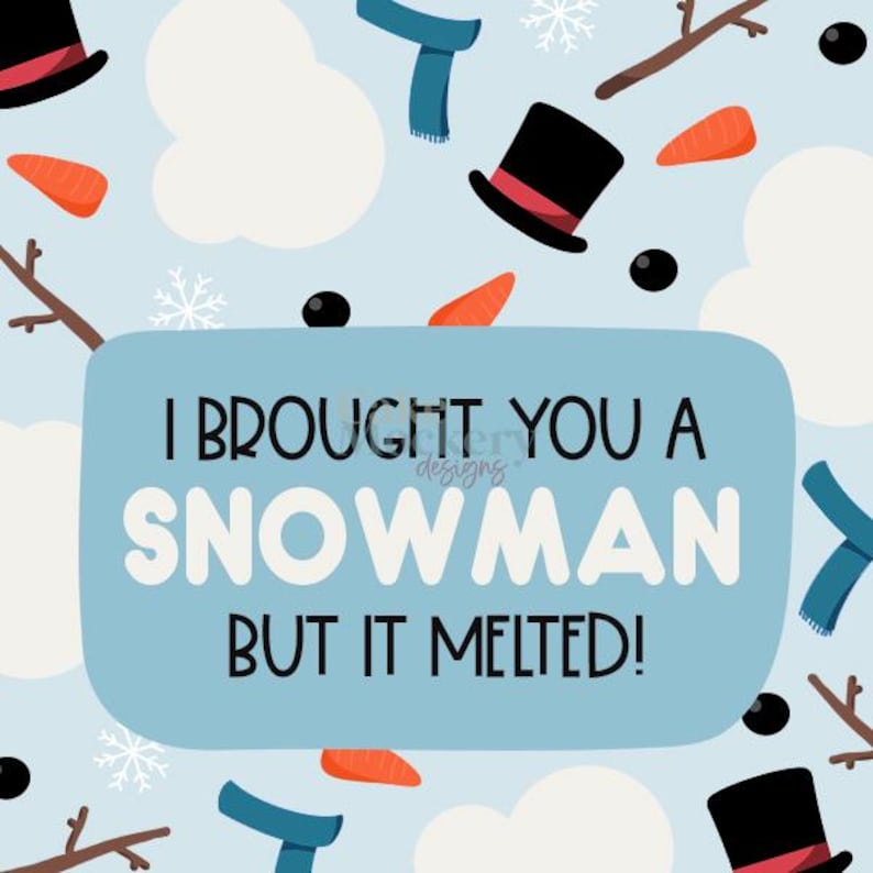 Printable Tag - Melted Snowman - 2" Square - Etsy