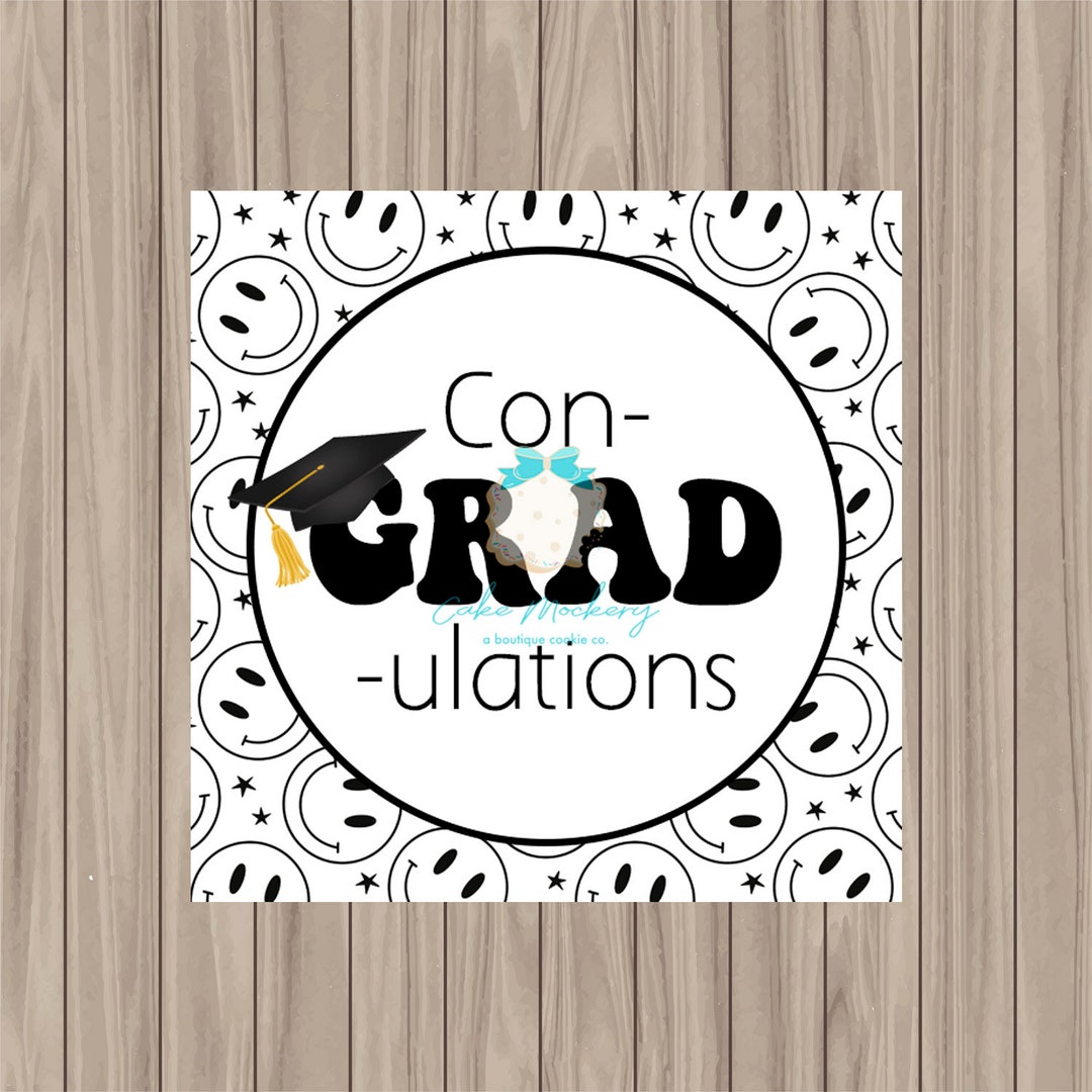 Printable Tag - Con-grad-ulations - 2" Square - Etsy