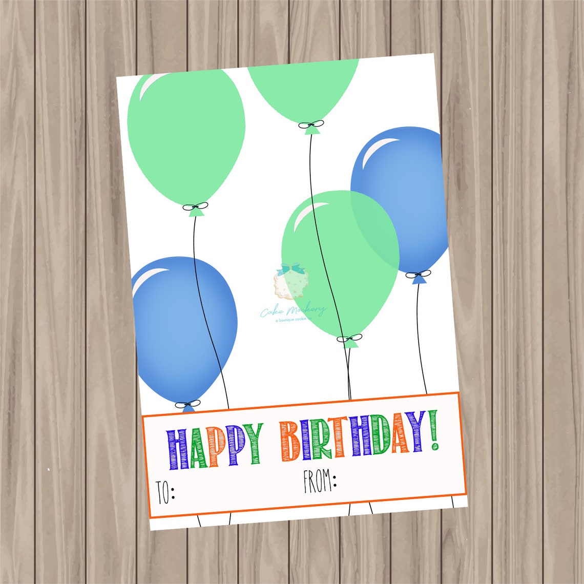 Printable Cookie Card Birthday Balloons | Etsy