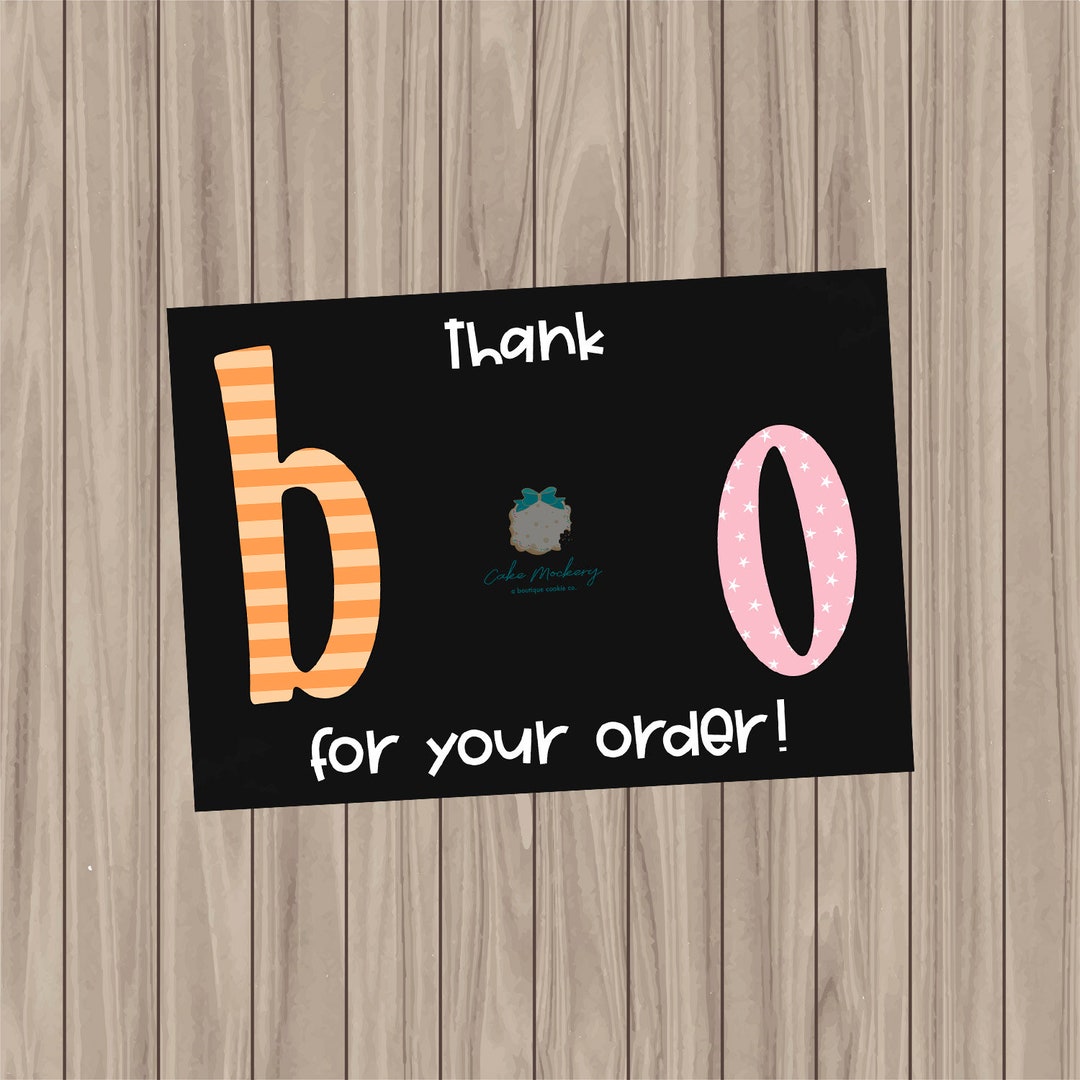 Printable Cookie Card - Thank BOO for Your Order - 3.5"x5" - Etsy