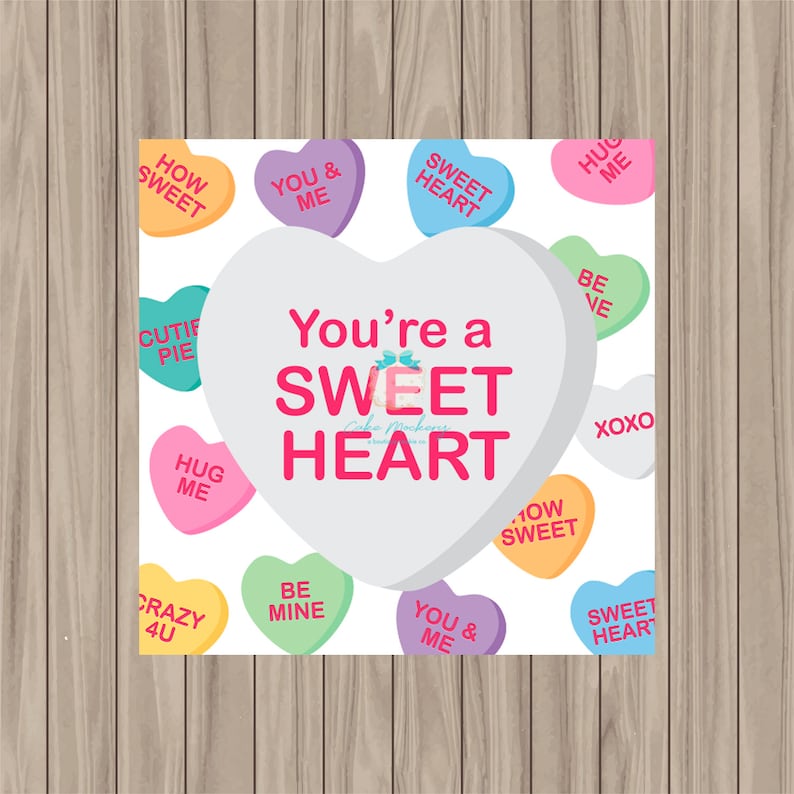 Printable Tag 2 Square Conversation Hearts - Etsy