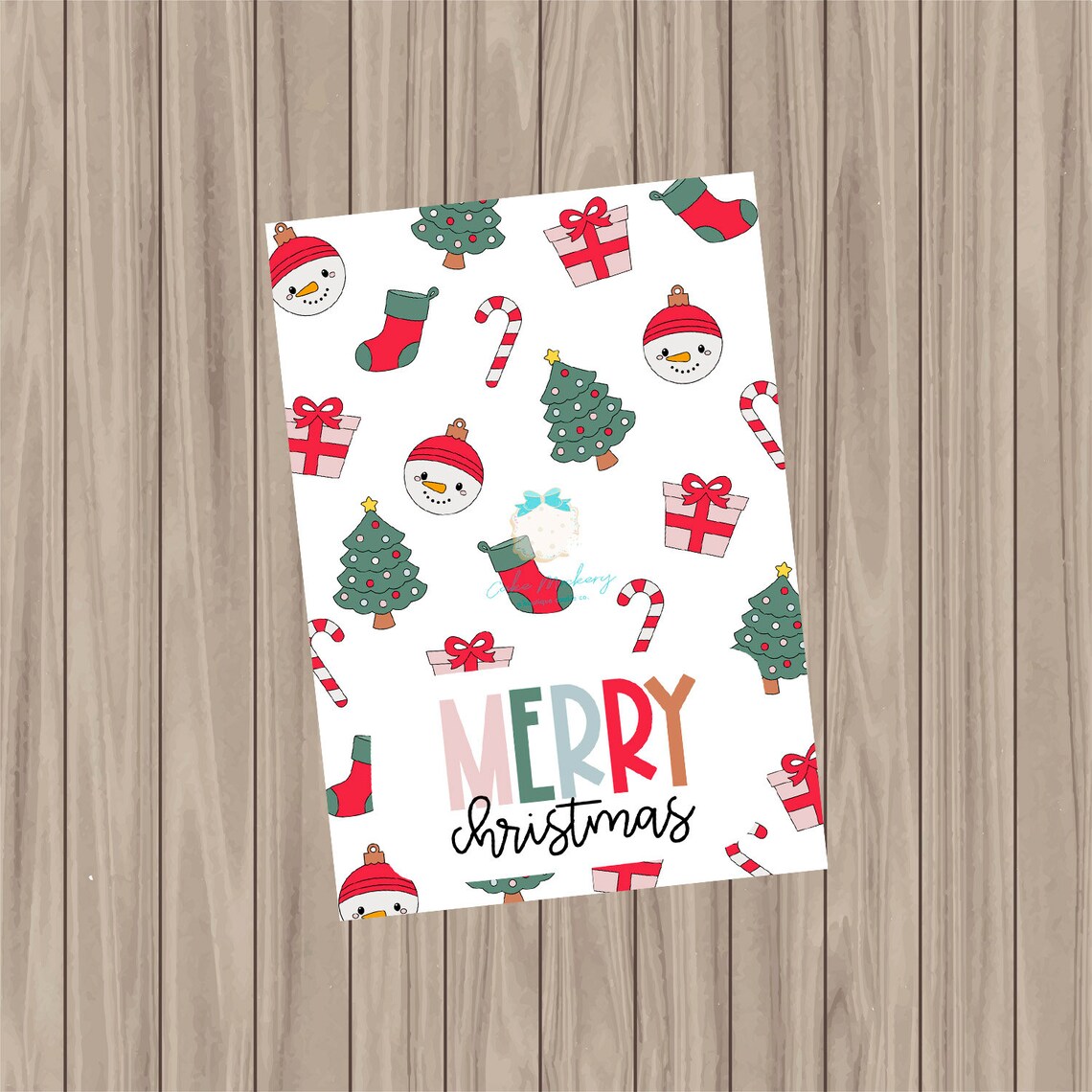 Printable Cookie Card Merry Christmas 3.5x5 - Etsy