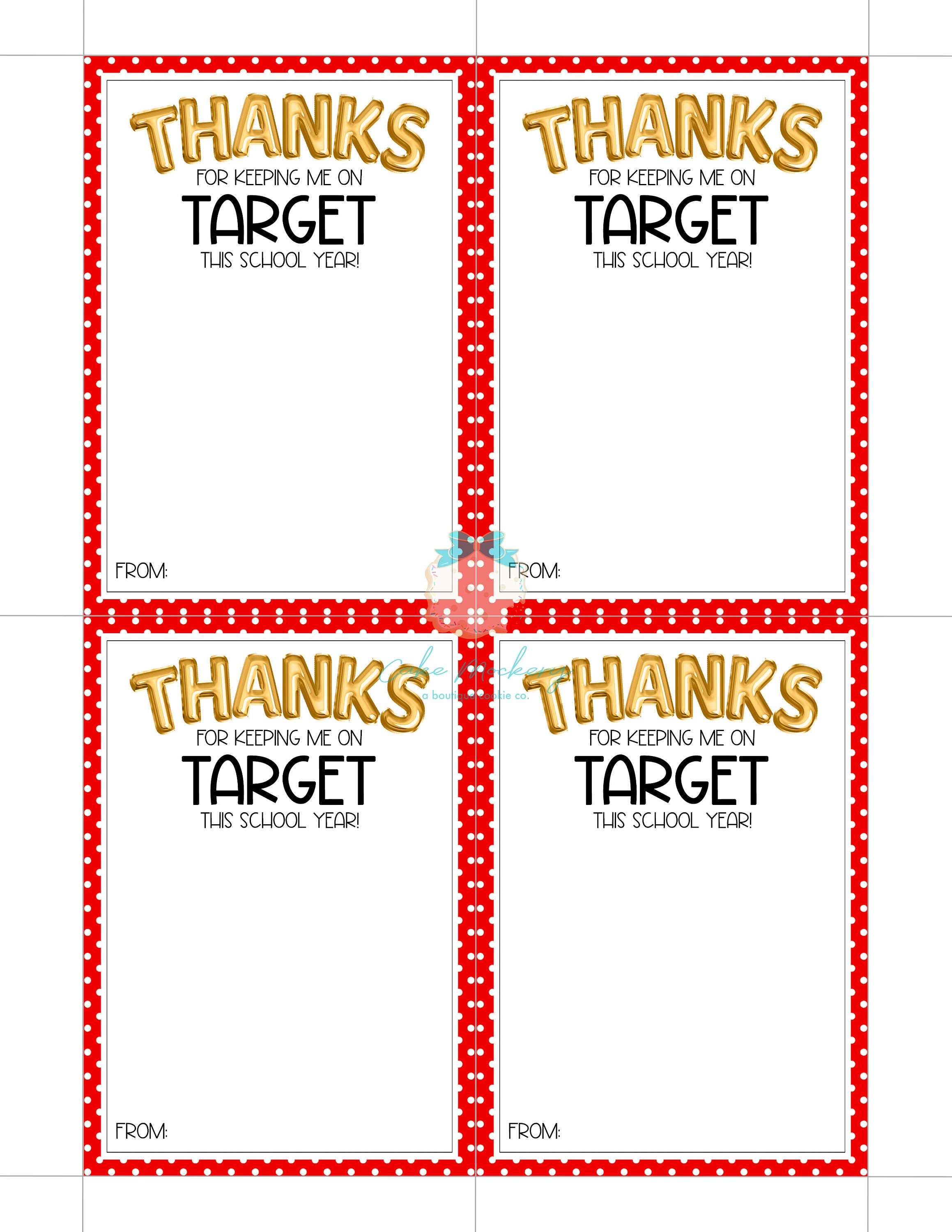 Printable Cookie Card Thanks for Keeping Me on TARGET - Etsy