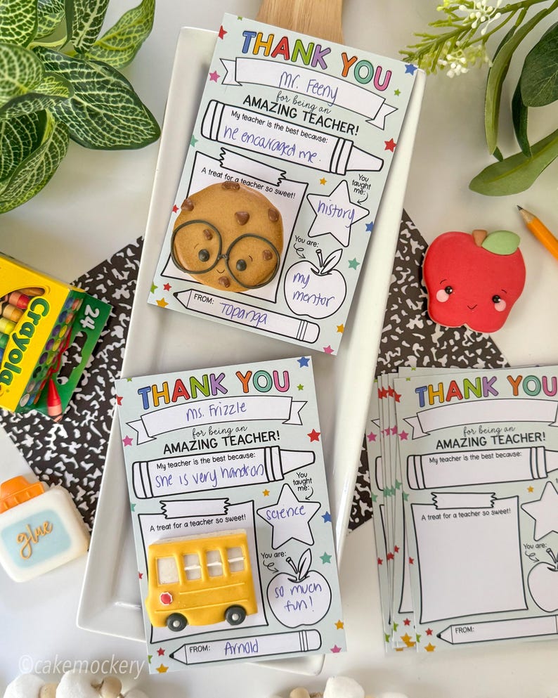 Printed Card - Thank You Teacher - Fill-in Treat Card - 4"x6" - Etsy