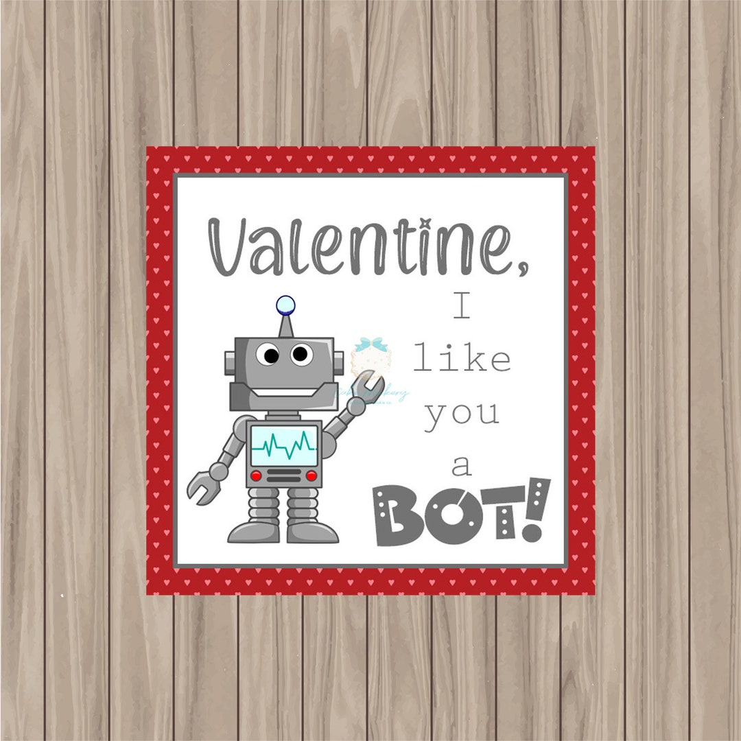 Printable Tag - I Like You a Bot - 2" Square - Etsy