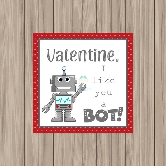 Printable Tag I Like You a Bot 2 Square - Etsy