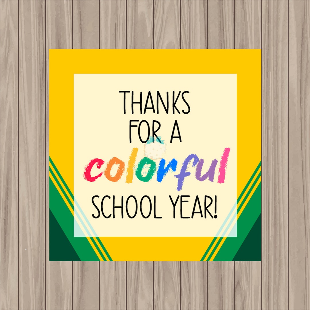 Printable Tag - Thanks for a COLORFUL School Year - 2" Square - Etsy